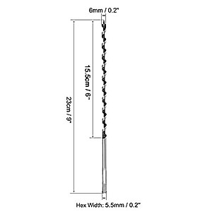 uxcell Auger Drill Bit Wood Hex Shank 6mm Cutting Dia Highbon Steel for Electric Bench Drill Woodworkingpentry 2pcs