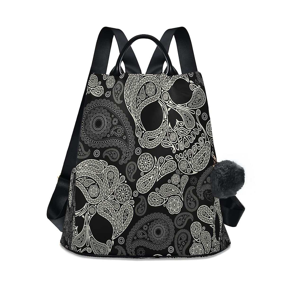ALAZA Sugar Skull Paisely Flower Women Backpack Anti Theft Back Pack Shoulder Fashion Bag Purse