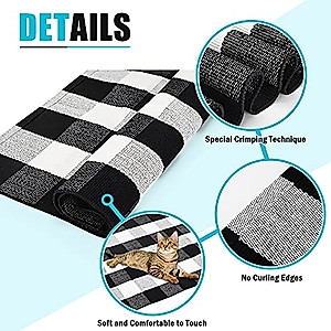 LulusVente Buffalo Plaid Outdoor Rug – 27.5x43in Machine Washable 2.1lbs Hotel Grade Thick Woven Yarn Black White Plaid Check Farmhouse Cotton for Indoor / Outdoor Front Porch Runner Layered Doormat
