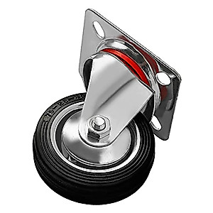 Online Best Service 8 Pack 3" Swivel Caster Wheels Rubber Base with Top Plate & Bearing Heavy Duty (8 Pack - no Brake)