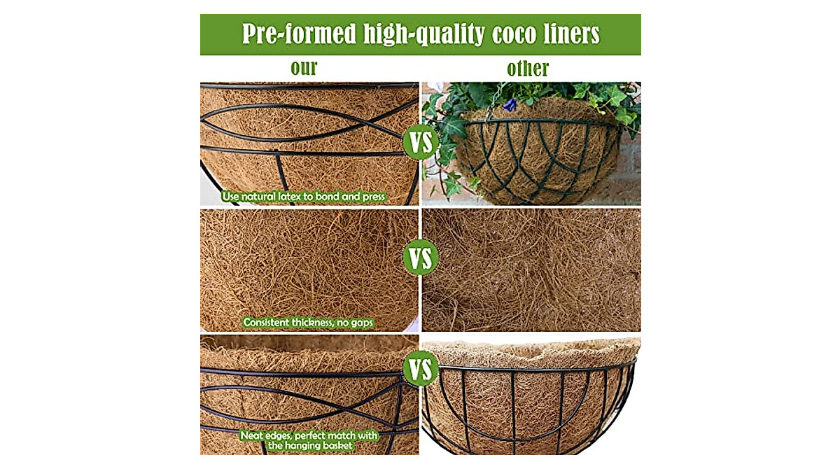 Karlliu 16 Inch Coco Liners for Hanging Baskets