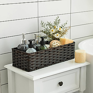 GRANNY SAYS Wicker Baskets for Storage, Storage Baskets for Organizing, Waterproof Toilet Tank Basket, Toilet Paper Basket for Back of Toilet, 15¾" x 6½" x 4¼", 2-Pack