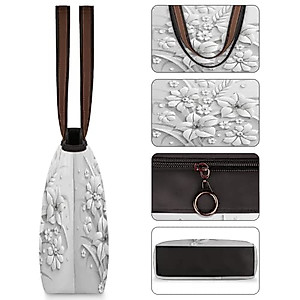 3D Style White Flower Handbags for Women shopping Tote Bag Bouquet Top Handle Shoulder Bag Satchel Purse Beach