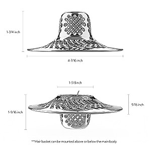 PRIMSOPH Shower Drain Hair Catcher Pop up Drain Hair Strainer Hair Trap Hair Filter Bath Tub Drain Stopper Bathtub Drain Cover Bathroom Sink Drain Protector Basket Adapts to Threads on Both Sides