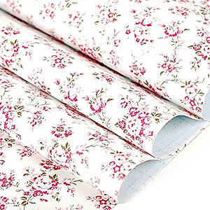 Self Adhesive Vinyl Decorative Floral Contact Paper Drawer Shelf Liner Removable Peel and Stick Wallpaper for Kitchen Cabinets Dresser Arts and Crafts Decor (17.7x78.7 Inches)