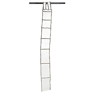 Home-X Hanging Mesh Organizer with Six Pockets, Shower Caddy with Hook and Loop Hanger for Shower Rod, 58" L x 7" W, White/Gray