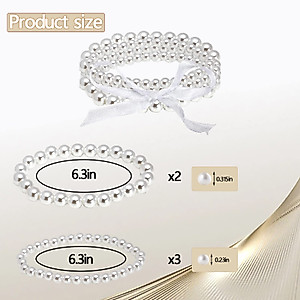 10 Pieces Faux Pearl Bracelet Set Beaded Stretch Strand Bracelets, Women Bridal Party Decor for Girls, Bridesmaid, Bridal