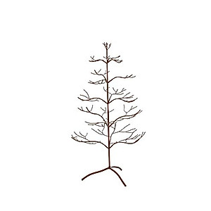 TRIPAR Brown Metal Ornament Display Tree and Jewelry Organizer Holiday and Christmas – 36 Inch Wire Ornament Stand and Necklace Holder Décor with 5 Tiers of Branches, Perfect for Wrought Iron Trees