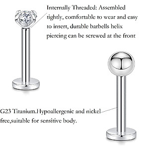 PEAKLINK Flower Opal Labrets Studs 16g Titanium Medusa Piercing Jewelry Tragus Helix Piercings Cartilage Studs Curated Ear Set 6mm