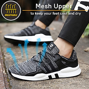 SUADEX Steel Toe Shoes for Men Lightweight Indestructible Work Shoes Women Breathable Safety Shoes Grey 11 Women/9.5 Men