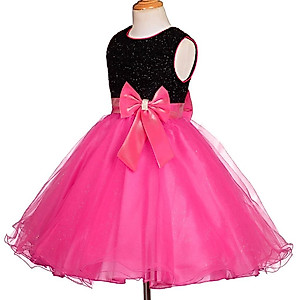 Dressy Daisy Baby Girls Special Occasion Dresses Wedding Flower Girl Pageant Gown Party Dress Size 18-24 Months, Black and Hot Pink