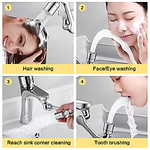 Kitchen Sink Aerator, Dual-function 2 Flow Big Angle Sink Sprayer Attachment, Faucet Replacement Part 55/64'' Female Thread, Chrome