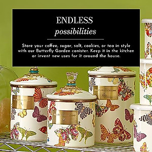 MacKenzie-Childs Butterfly Garden Canister with Lid, Decorative Food Canister, Medium, 1 Count (Pack of 1)