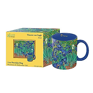 RainCaper Van Gogh Irises Large Porcelain Fine Art Coffee and Tea Mug for Home and Office, 11 Oz, Dishwasher and Microwave Safe