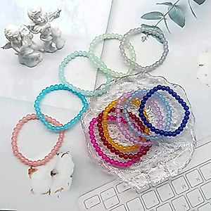 MOZAKA 20Pcs 6mm Beaded Stretch Bracelet for Women Multicolor Crystal Glass Beads Bracelets Handmade Round Beads Elastic Bracelets Jewelry