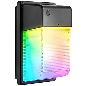 JJC 28W Smart Led Wall Pack Light, 3000K-5700K & RGB Security Lights Led Outdoor Lighting with APP Control,16 Million Color Changing Timing 2800 Lumen Dimmable 12 Dynamic Scenes by Bluetooth Control