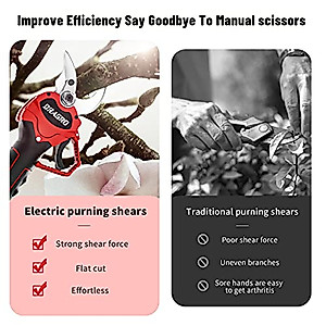 Dragro Electric Pruning Shears Professional Cordless Electric Pruning Battery Powered, Tree Branch Pruner with 2 PCS Rechargeable 2 Ah Lithium Battery - 30mm (1.2inch) Cutting Diameter
