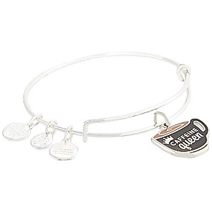 Alex and Ani Expandable Bangle for Women, Caffeine Queen Charm, Shiny Silver Finish, 2 to 3.5 in
