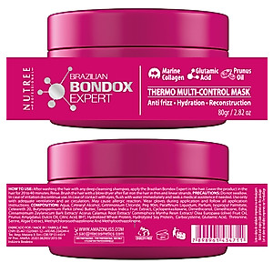 HAIR TREATMENT MASK FOR DAMAGED BRAZILIAN BONDOX 2.82 oz Thermal Activated Mask for Dry Frizzy Hair | Formaldehyde Free Cruelty Free | Results for up to 1-3 months | Almond Oil