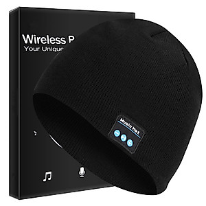 Unisex Wireless Beanie Hat with Exquisite Packaging Wireless Winter Knit Hats Cap(Black)