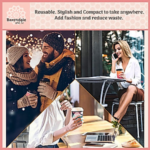 Baxendale Iced Coffee Sleeve for Cold Drink Cups - 2 Pack Neoprene Iced Coffee Sleeve Cup Sleeves for Cold Drinks, Reusable Compatible with Starbucks Dunkin - Large 32oz (Peach & Mint Textured)