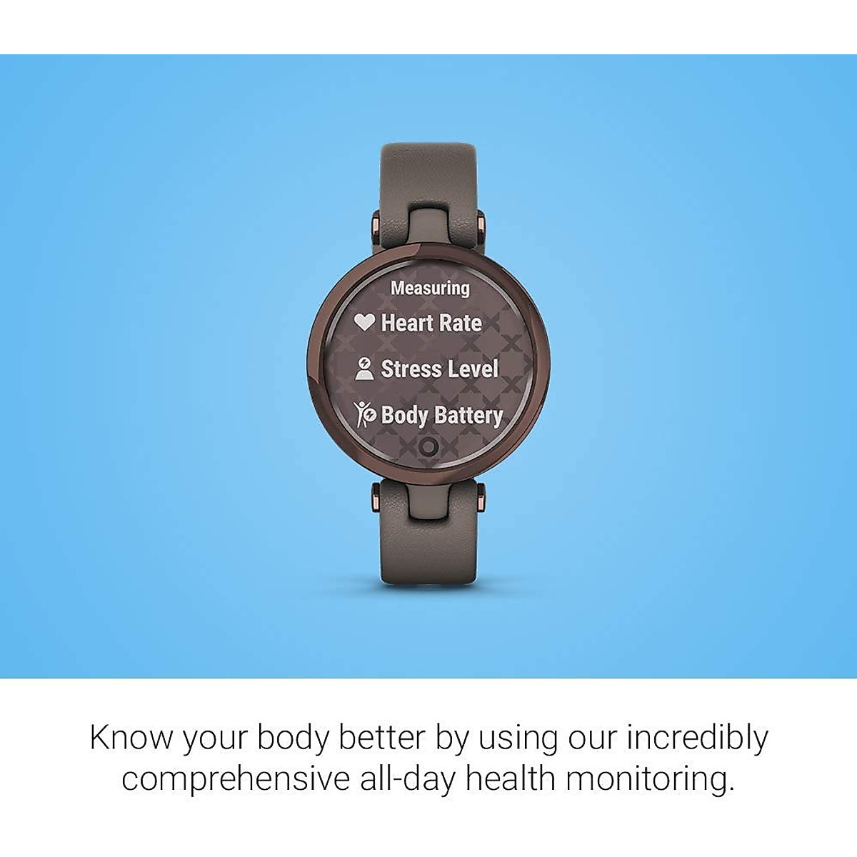 Garmin Lily™, Small Smartwatch with Touchscreen and Patterned Lens,Heart Rate Monitor Dark Bronze