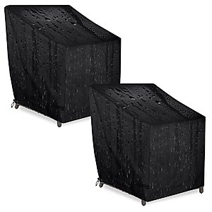 HILUHIDI Patio Furniture Covers 2 Pack, Black Outdoor Furniture Covers Waterproof, Heavy Duty Patio Chair Covers for Patio Furniture