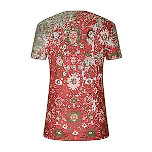 Henley Shirts for Women Summer Floral Print Tunic Womens Western Tops Short Sleeve Long Sleeve v Neck Shirts for Women Comfy Spring Blouses Boho