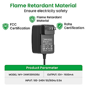 Auspow 12V 1.5A Power Adapter for Yamaha PA130 PA150, 12V 1.5A Power Supply for Yamaha PSR YPG YPT DGX DD EZ Series Keyboard (9.8 Ft Long Cord)