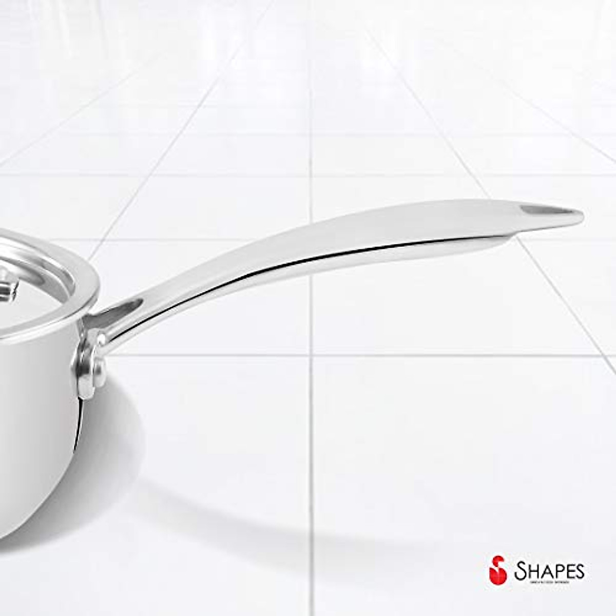 Shapes Stainless Steel Tri-Ply Saucepan - 1 Quart, Silver - Multipurpose Sauce Pan, Cooking Pot - Use for Home, Kitchen and Restaurant - Induction Ready - Easy to Clean and Dishwasher Safe