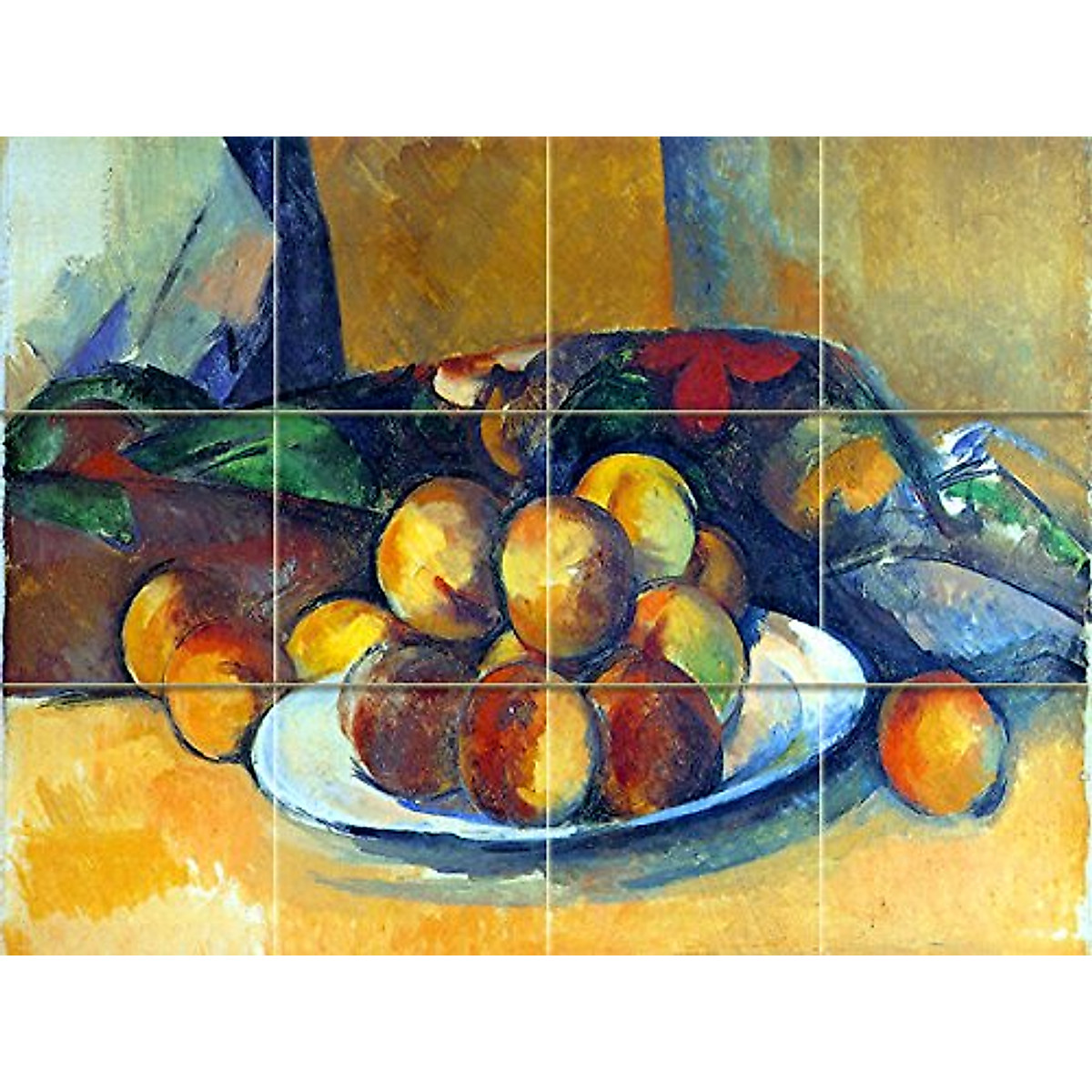 Art Cezanne Plate of Peaches Tumbled Marble Mural Backsplash Kitchen Tile Behind Stove Range Sink Splashback