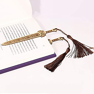 Gdpaddy Handmade Natural Bamboo Bookmark with Beautiful Tassels,Vintage Style Bookmark is A Unique Gift for Teachers, Students, Men and Women - 4Pcs (Sword)