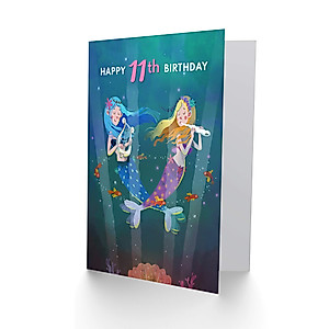 Wee Blue Coo Mermaid Music Birthday 11th Greetings Card