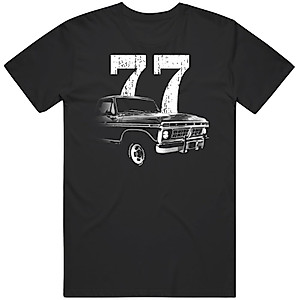 PurpleMonkeyTees 1977 F100 Pickup Truck Front Side View with Year T Shirt XL Black