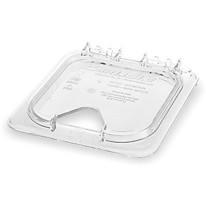 Carlisle FoodService Products Storplus Ez Access 1/6 Size Hinged Universal Food Pan Lid with Notch for Catering, Buffets, and Restaurants, Polycarbonate, Clear