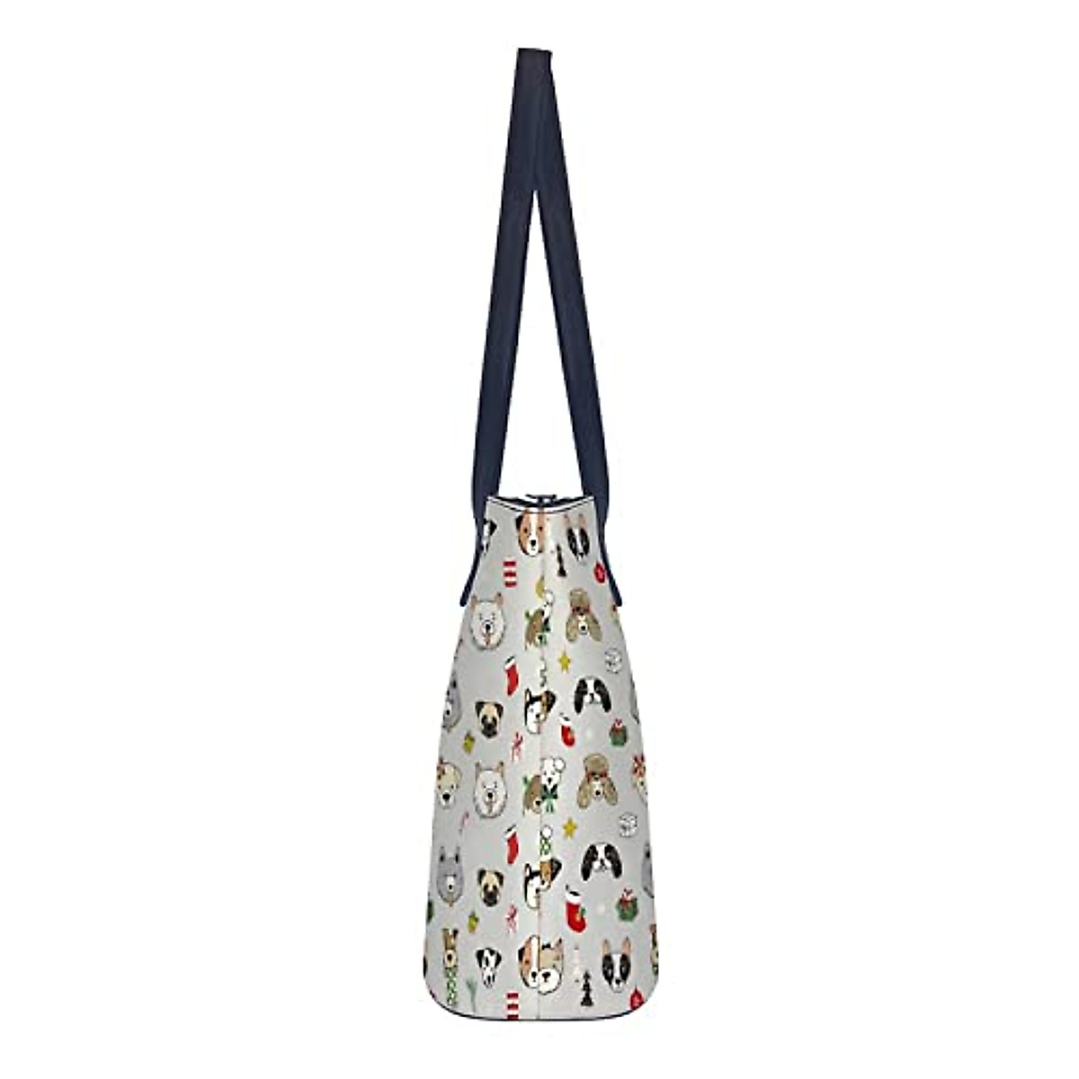 Christmas Dogs Doodle Women's Tote Bag PU Leather Shoulder Bag Handbags Purse For Work Shopping Travel