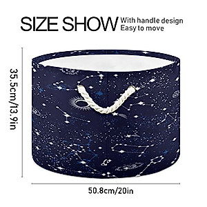 Kigai Cotton Rope Basket Space Galaxy Constellation Sun Moon Large Storage Basket for Toys Blanket Baby Laundry Basket for Nursery, Closet, Bedroom, Home Organization