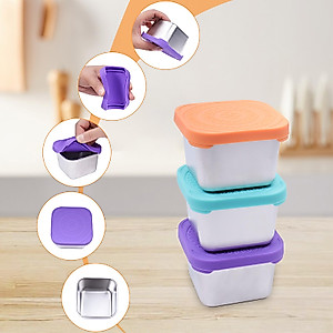 ZHAO Stainless Steel Snack Containers with Silicone Lids Small Metal Food Storage Containers Lunch Snack Condiment Sauce Storage Set for Travel, Picnic, Office (4)