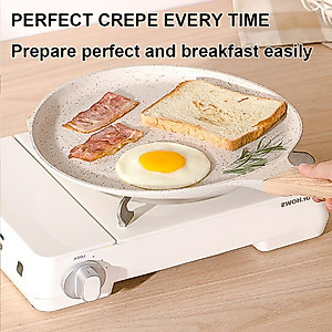 JUSTUP Non Stick Skillet Pan, 11 Inch Nonstick Crepe Pan Dosa Pan, Die-cast Auluminium Pancake Griddle Pan, PFOA Free Cooking Pan for Tortillas, Pancakes, Omelette, Egg Pan (11 Inch White)