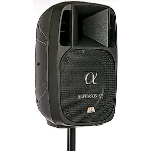 Alphasonik 10" Powered 1600W PRO DJ Amplified Loud Speaker Bluetooth USB SD Card AUX MP3 FM Radio PA System LED Ring Karaoke Mic Main Monitor, Band Church, Party, Guitar Amp, Home, BBQ w/Tripod Stand