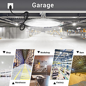 XYCN 10 Pack 300W UFO Led High Bay Light,120VAC,5000K Daylight Commercial Bay Lighting,IP66 Waterproof,45050LM,1300W MH/HPS with Plug Area Light for Warehouse/Shop/Workshop/Garage/Barn/Gym/Factory