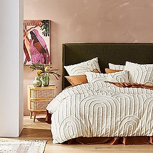 INDACORIFY White Cotton Beautiful Tufted Duvet Cover Bohemian Duvet Cover Comforter Doone Cover Washed Indian Cotton Duvet 2 Pillow Cover Custom Size Bedding (Full 80 X 90 Inches)