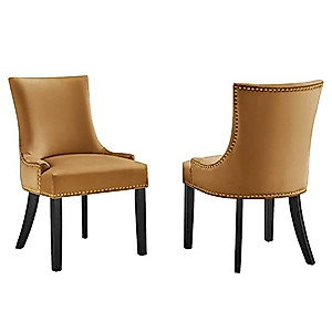 Modway Marquis Performance Velvet Set of 2 Dining Chair, Cognac