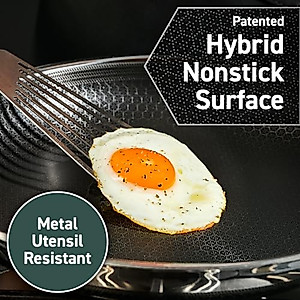 HexClad Hybrid Nonstick 8-Inch Fry Pan with Tempered Glass Lid, Stay-Cool Handle, Dishwasher and Oven Safe, Induction Ready, Compatible with All Cooktops