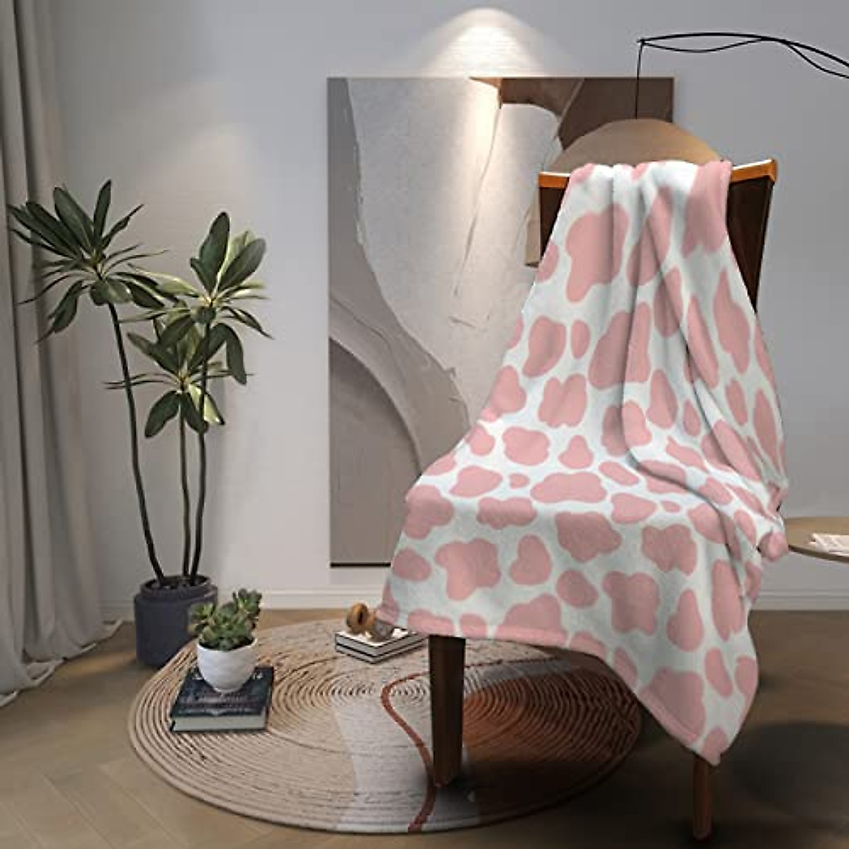 MAZACUIR Pink Cow Print Blanket Cow Blanket,Pink Throw Blanket Cow Print Throw Blankets ,Cow Throw Blanket, Cow Blanket for Adults cowprint Blanket -60X80 IN-01