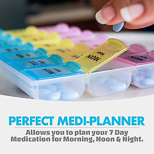 Weekly Pill Organizer - (Pack of 2) 21 Day Pill Planners for Pills Vitamins & Medication, Pill Box 3 Times-a-Day Medication Reminder Boxes, Easy to Read & Travel Friendly