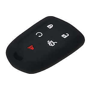 waymei Silicone Key Fob Cover Remote Keyless Case Protector Compatible with 2014-2019 Cadillac ATS CT6 CTS Escalade Escalade ESV SRX XT5 XTS HYQ2AB HYQ2EB (5 Buttons Black & Pink)