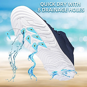 SILLENORTH Mens Womens Water Shoes Quick-Dry Sock Aqua Water Sneakers Slip-on Shoes for Diving Swimming Surfing Beach Blue 9 Women/7 Men