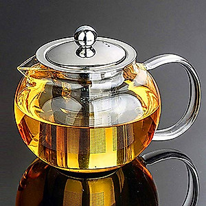 Warmyee Hofu Small Clear High Borosilicate Glass Tea Pot with Removable 304 Stainless Steel Infuser, Heat Resistant Loose Leaf Teapot,Stovetop Safe, 660 ml/22.3 Ounce.