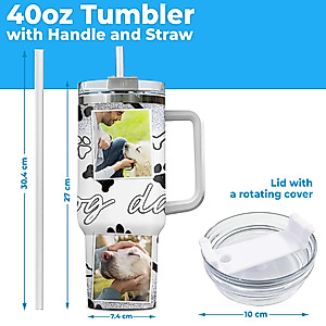 Hyturtle Personalized Pictured Dog Dad 40oz Tumbler with Handle and Straw Gifts for Dog Lovers, Birthday Father's Day Cup Gifts For Men, Best Gift Idea for Dogs Dad Stainless Steel Travel Cup With Lid